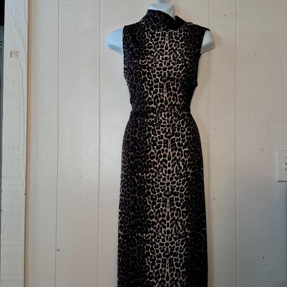 Gilli | Dresses | Gilli Animal Print Black And Tan Sheath Dress Mock ...